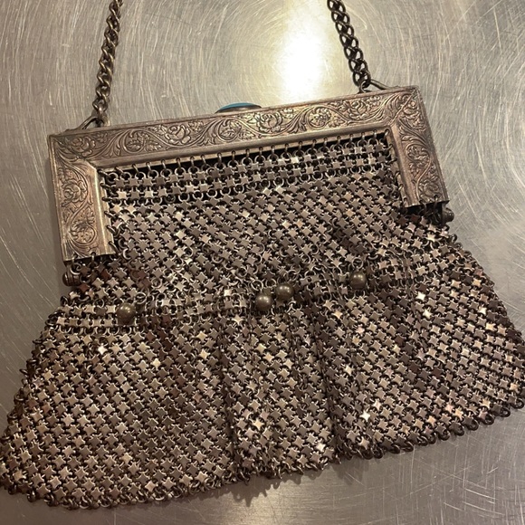 Bags | Victorian Silver Mesh Chain Mail Purse With Turquoise Clasp ...